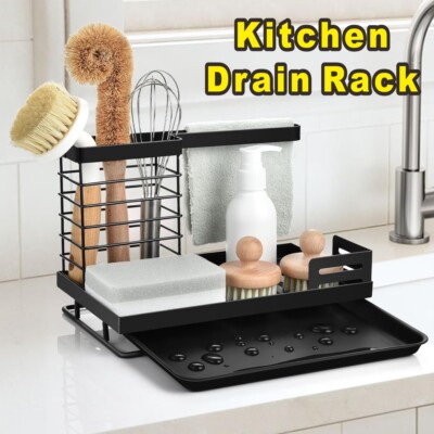Kitchen Sink Caddy Sink Sponge Holder Stainless Steel Sink Shelf Tidy ...