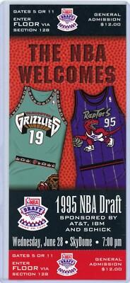 1995 NBA DRAFT FULL TICKET PRE DEBUT KEVIN GARNETT JERRY STACKHOUSE ...