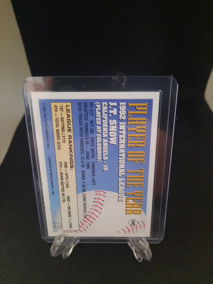 1993 JT Snow Bowman Foil Rookie Card RC | eBay