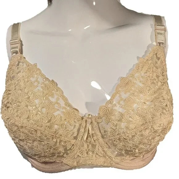 Wacoal Vintage Lace Underwire Bra 85109 Beige Size 38… - Gem