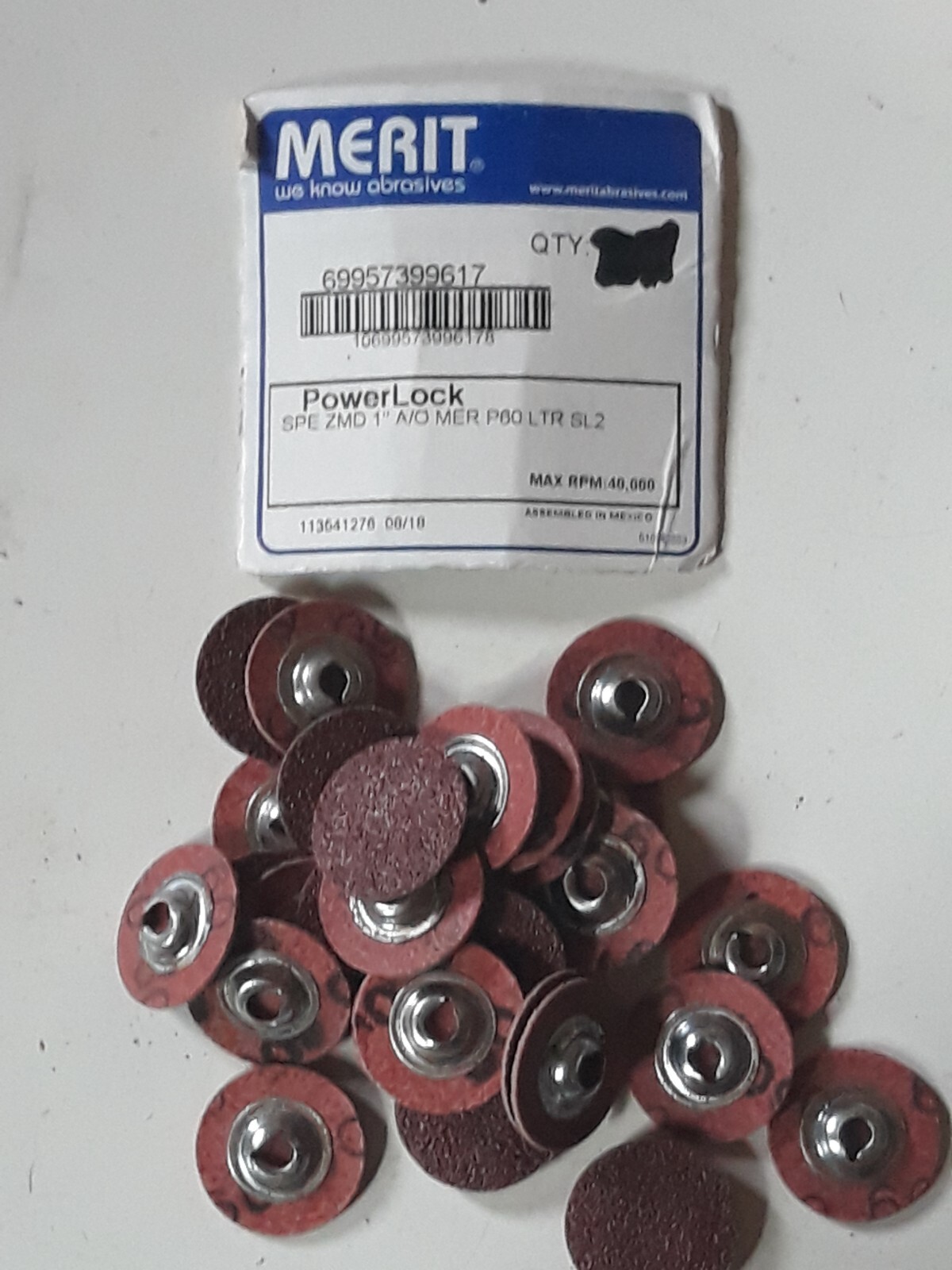 merit 99617 lot of 25 ea 1" 60 MERIT ALO QC-T2 MERIT QUICK CHANGE DISCS ...