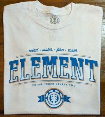 ELEMENT "Wind Water Fire Earth" S/S T-Shirt Men's Medium M white ...