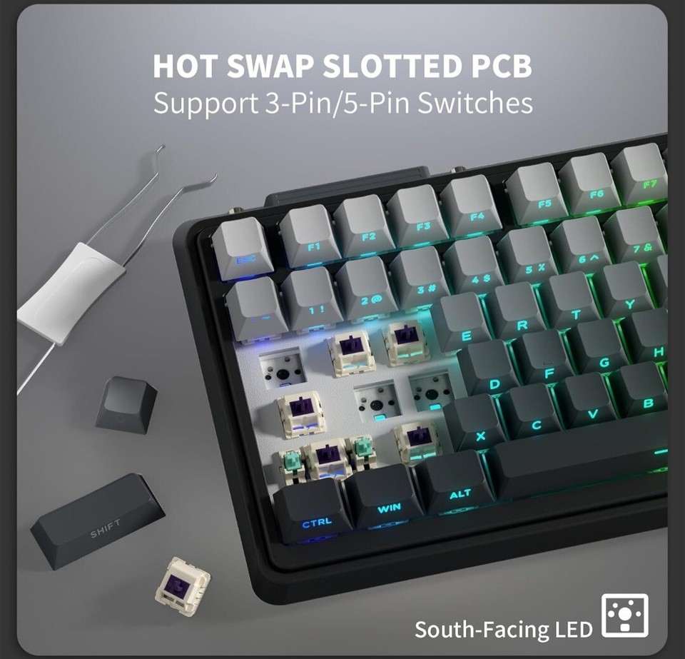 K75 Lite Wireless Mechanical Keyboard 75% gasket Mount Rgb Gaming ...