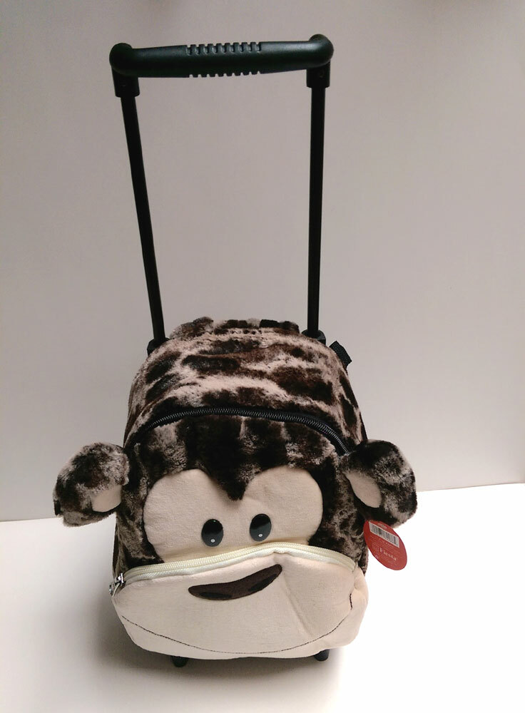 2 in 1 Children's Monkey Rolling Trolley Backpack Toddler Kids School ...