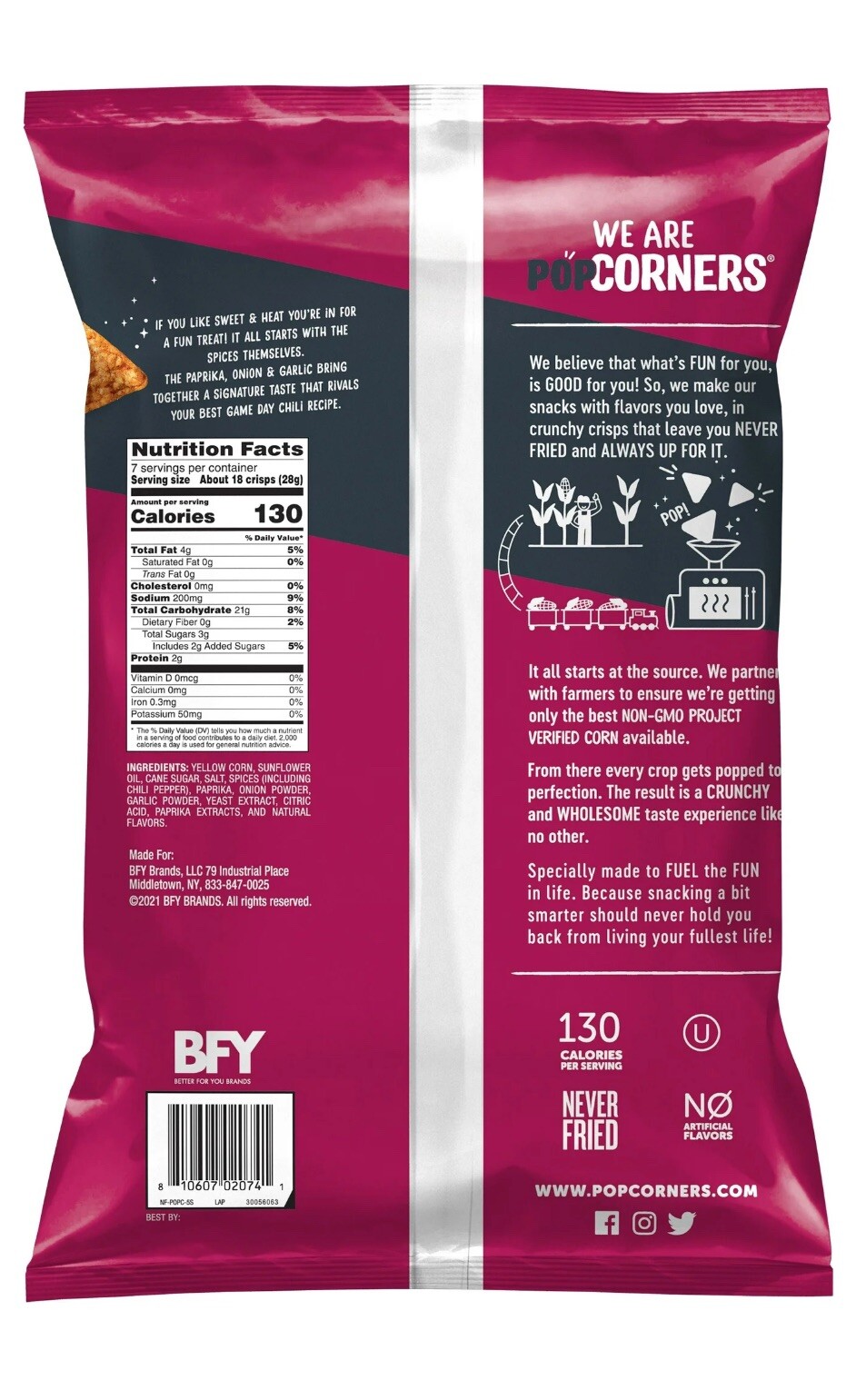 〽️ New Popcorners Sweet Chili Red Pepper Popped Corn Crunchy Snack Bag ...