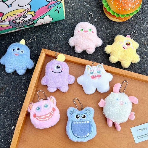 Stuffed Animal Plush Keychain Creative Cartoon Doll Little Monster Key ...