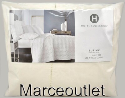 Hotel Collection 680 TC Cotton QUEEN Fitted Sheet & Cases Ivory | eBay