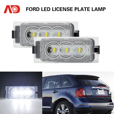 White LED License Plate Lights for 07-14 Ford Edge 08-12 Escape Mercury ...