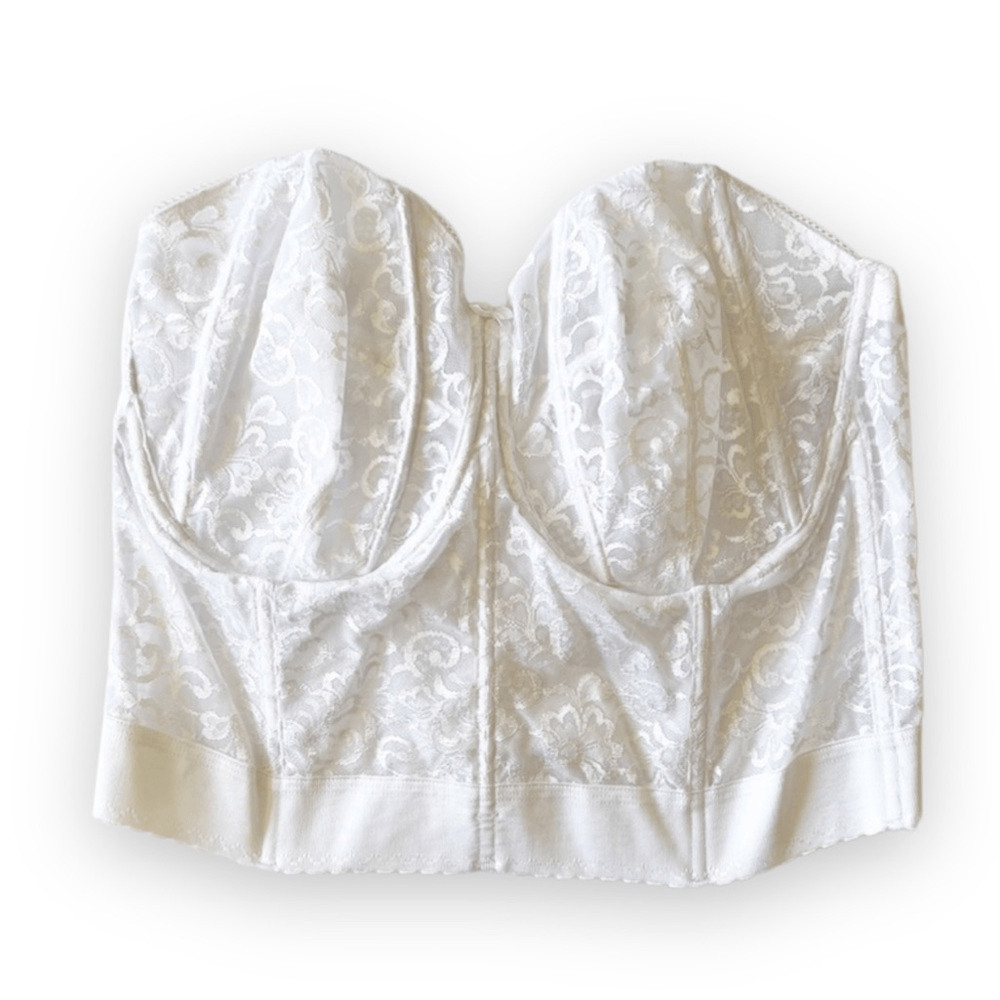 Goddess White Lace Long Line Bra Bustier 44F Madonna … - Gem