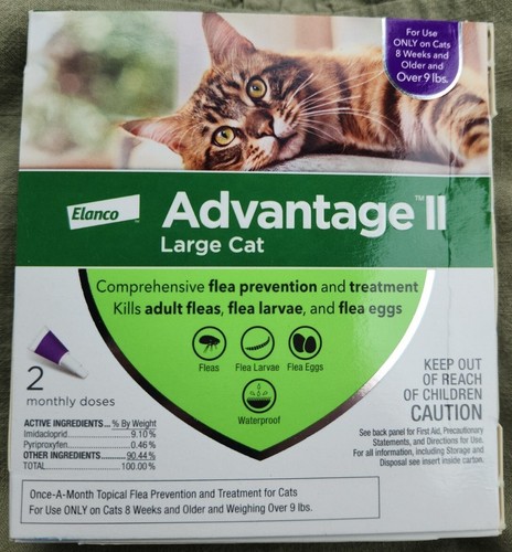 Elanco Sealed Bayer Advantage II Flea & Lice Control Large Cats 9lbs + 2 Doses 724089682512| eBay