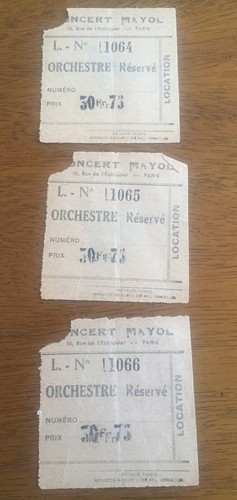 Lot 3 Rare Antique Ticket Stubs - CONERT MAYOL - Famed Paris Cabaret ...