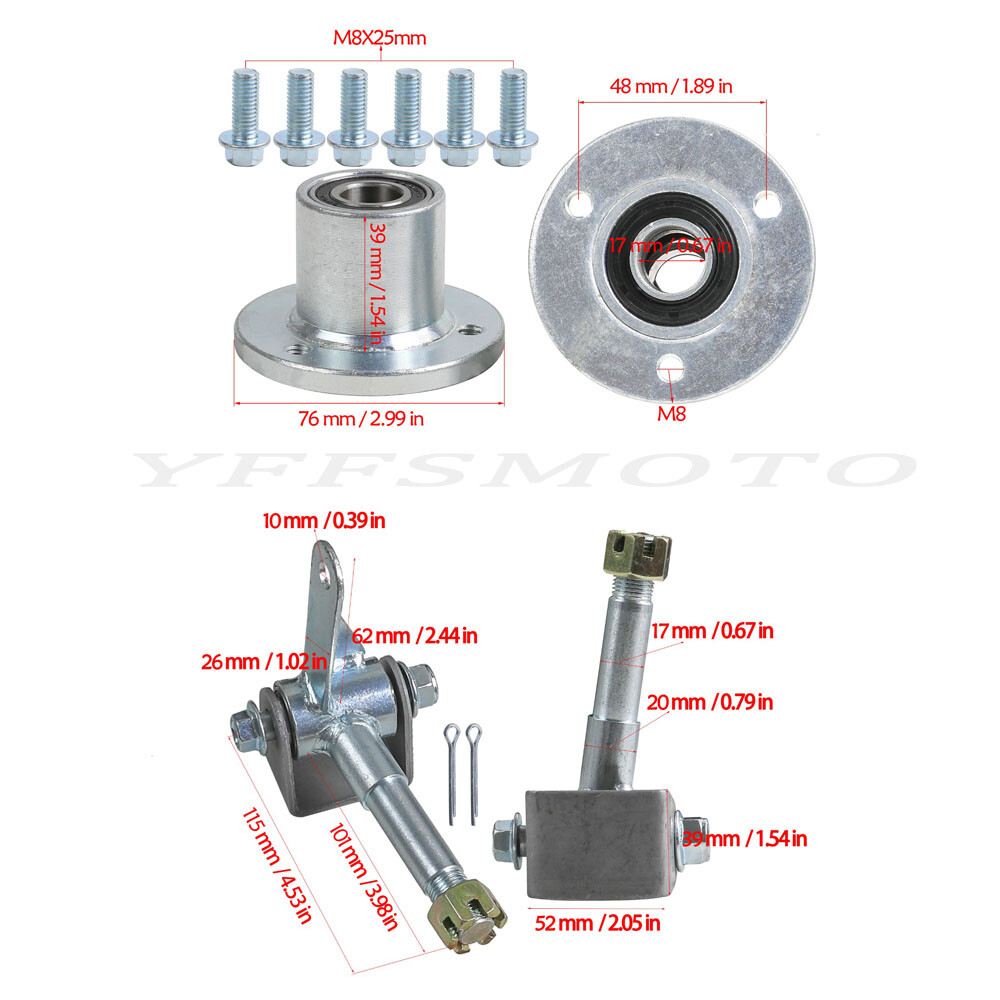 3/4 Stud Front Rear Wheel Hubs Steering Spindle Knuckle for ATV UTV ...