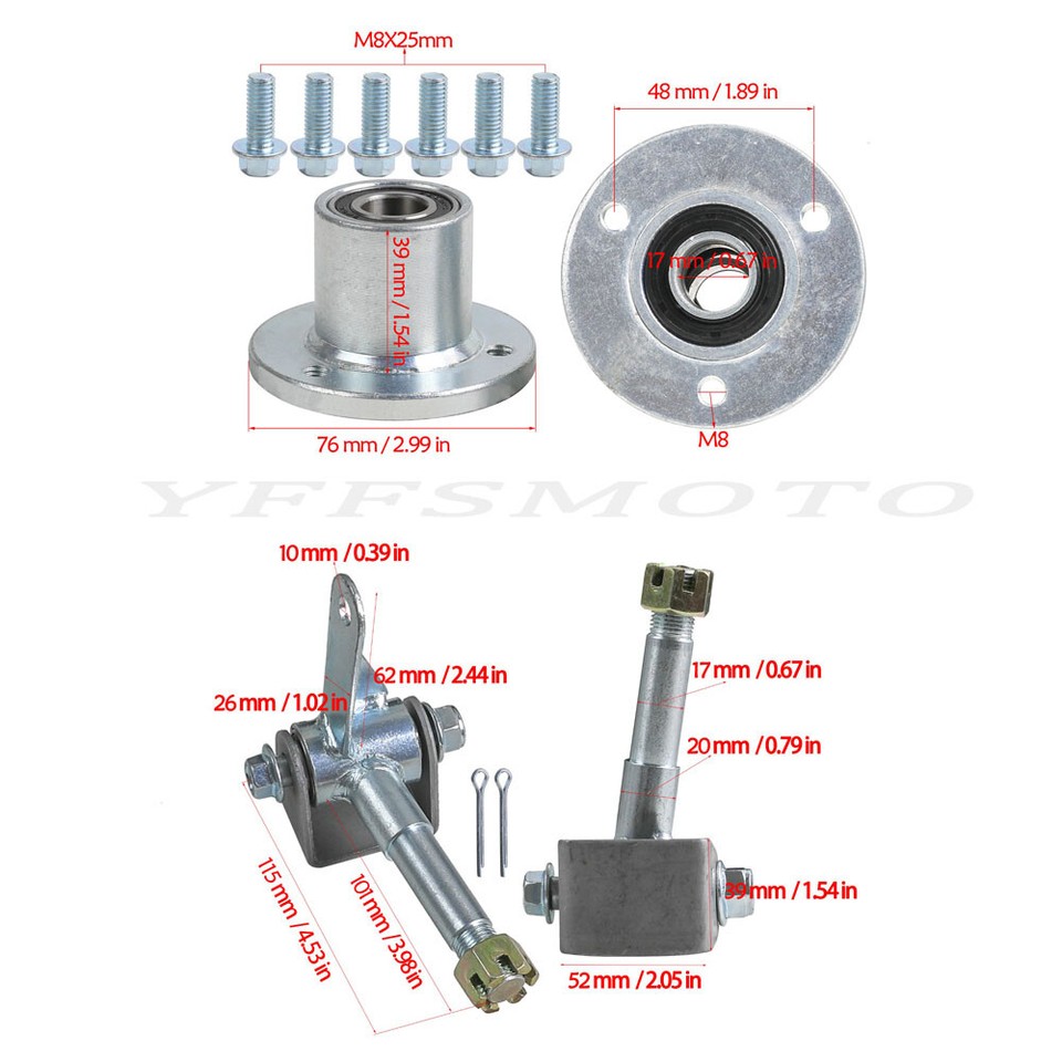 3/4 Stud Front Rear Wheel Hubs Steering Spindle Knuckle for ATV UTV ...