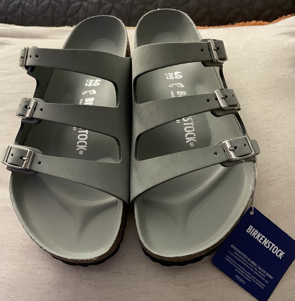 NWOB Birkenstock Florida Fresh Pure Sage Green Leather EU 40 US W9, M7 ...