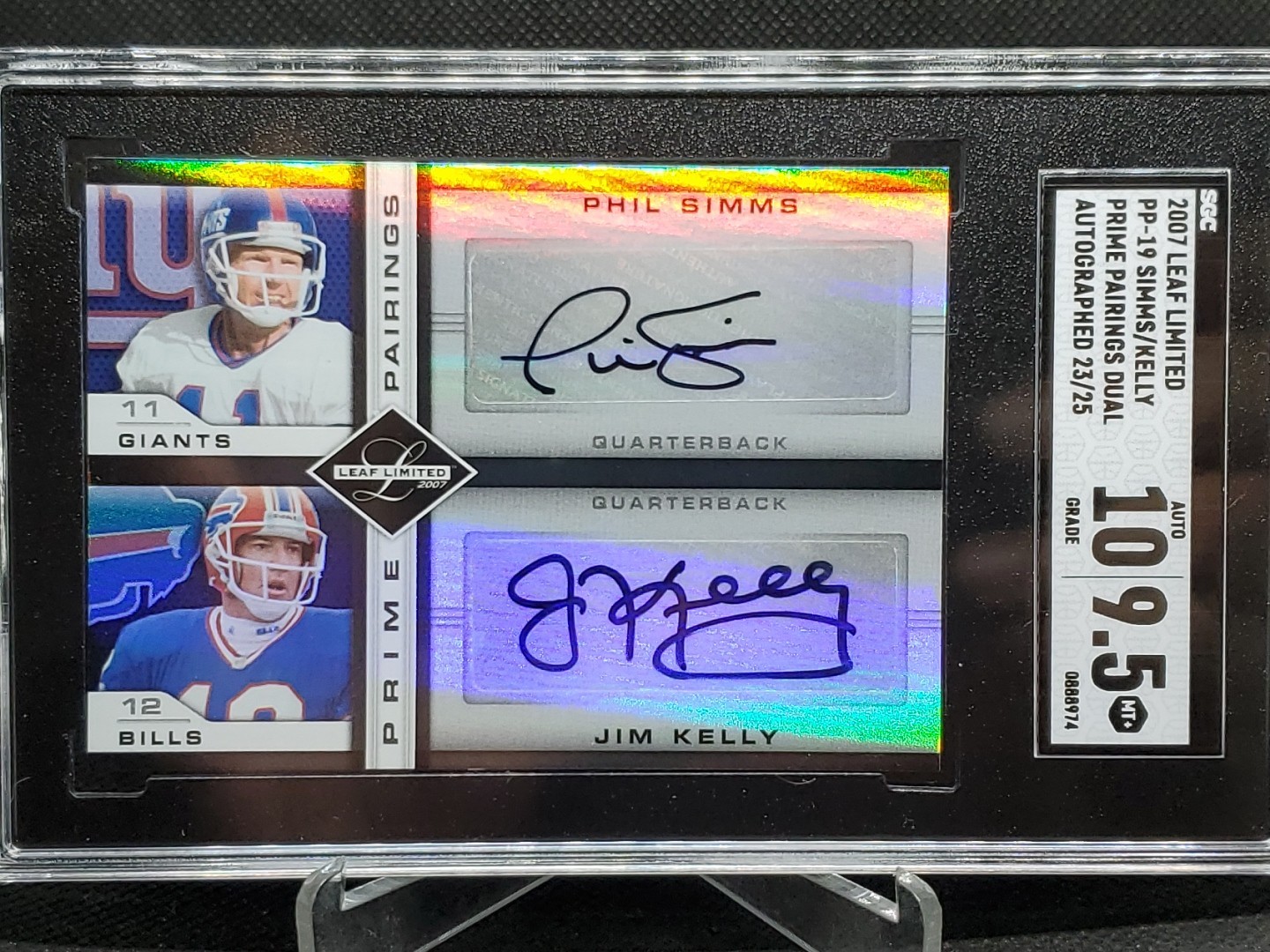 2007 Leaf Limited PHIL SIMMS JIM KELLY Prime Pairings Dual Auto #'d /25 ...