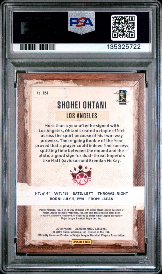 2019 Diamond Kings Shohei Ohtani Red Framed SP Color Match PSA 9 RARE ...