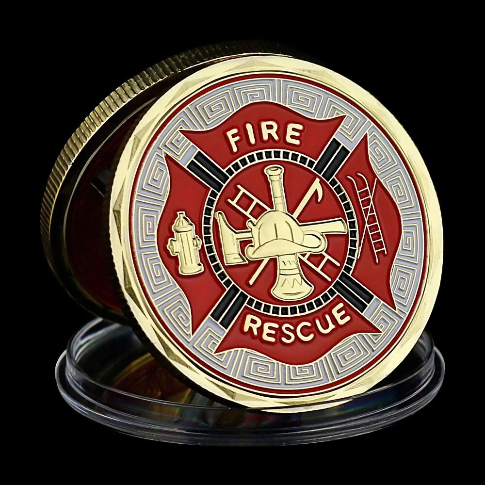 Firefighter Thin Red Line Fire Rescue Challenge Coin Fireman ...