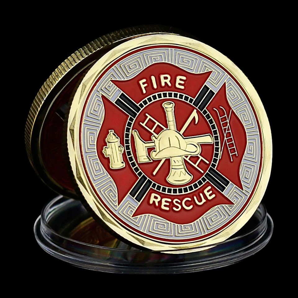 Firefighter Thin Red Line Fire Rescue Challenge Coin Fireman ...