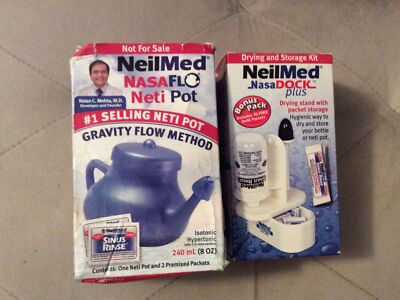 Neilmed NASAFLO Neti Pot & Nasadock Plus Drying Stand Packet Storage | eBay