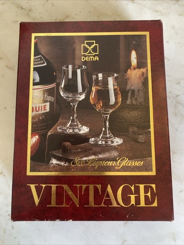 Dema Glass Vintage Liqueur Snaps Glasses With Fine Trim In Box Made In ...