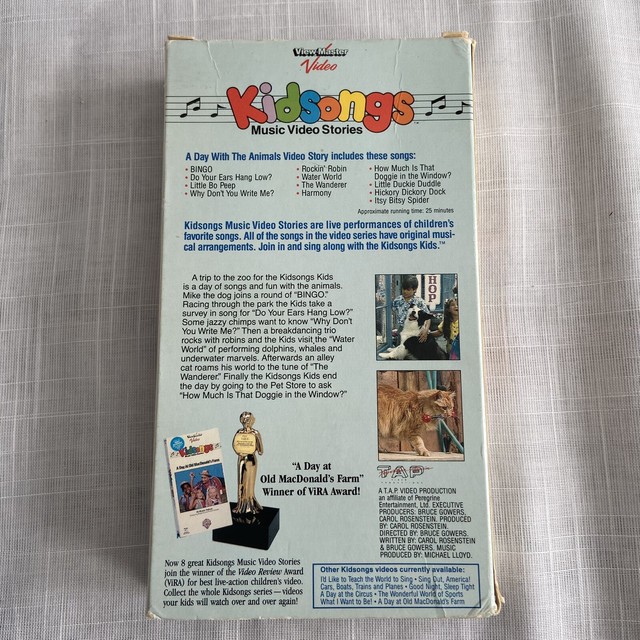 Kidsongs - a Day With The Animals VHS 1986 Ages 2 KidVision for sale ...