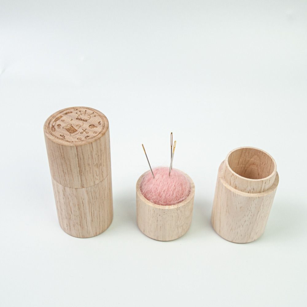 Woode Sewing Needle Cylinder Box Needles Container Sewing Tools | eBay