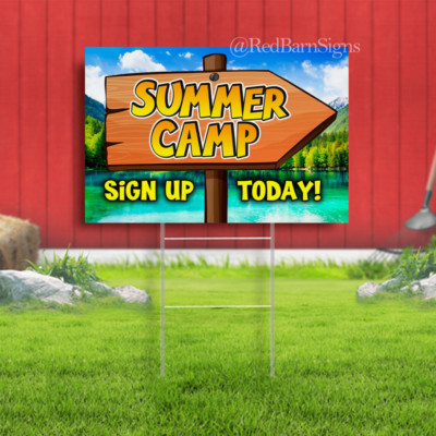 SUMMER CAMP - One-Sided Yard Sign with Metal Stakes | eBay