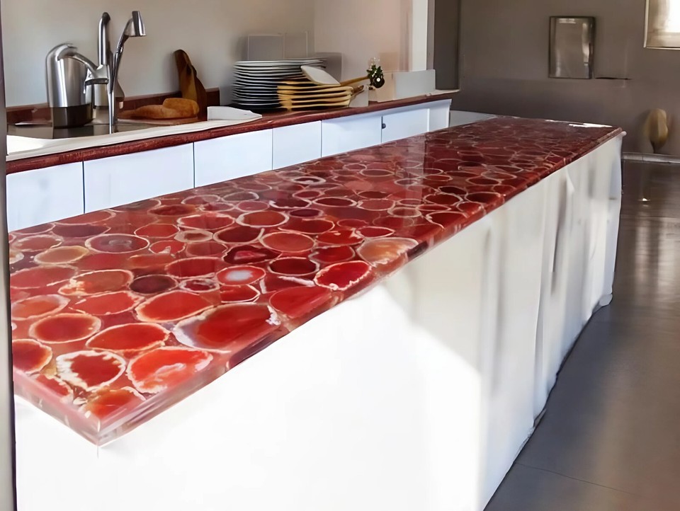 72"x36" Red Onyx Stone Modern Kitchen Slab Handmade Kitchen Countertop ...