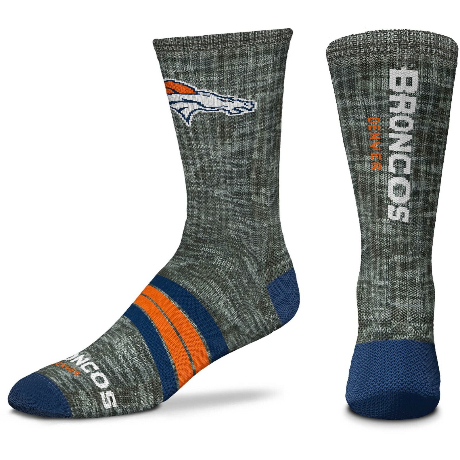 Denver Broncos NFL For Bare Feet Promo The Quad Deuce Crew Socks *Large ...