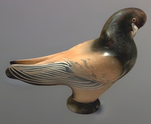 Vintage 2002 Glo Coalson Studio Art Raku Pottery Pigeon 9x12" Signed ...