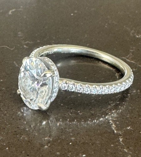 1.5 Ct Oval Cut Engagement Ring Forever One White Gold Plated Diamond ...