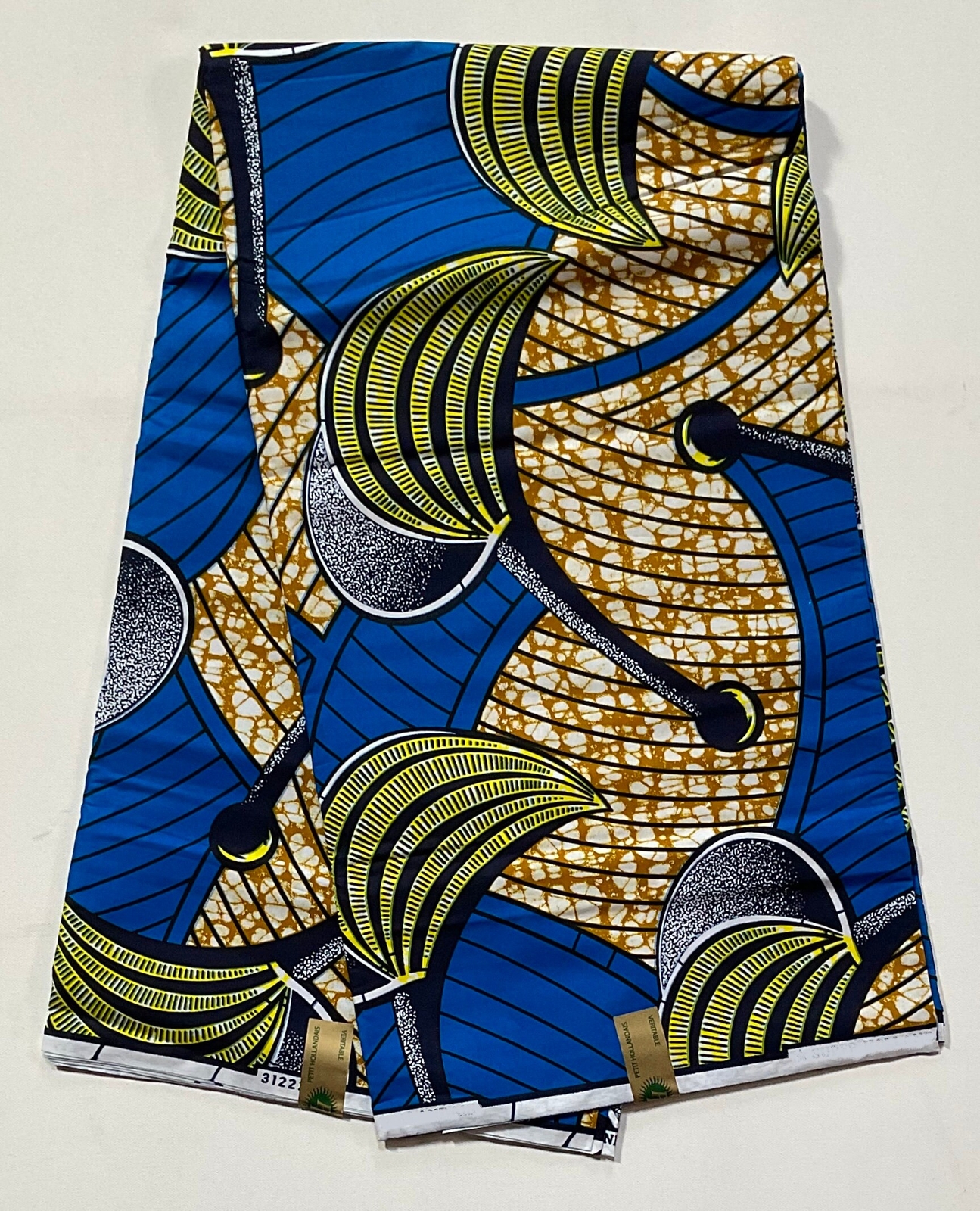 African Fabric/ Ankara - Blue, Yellow, Brown 'Kala So Pretty', YARD or ...