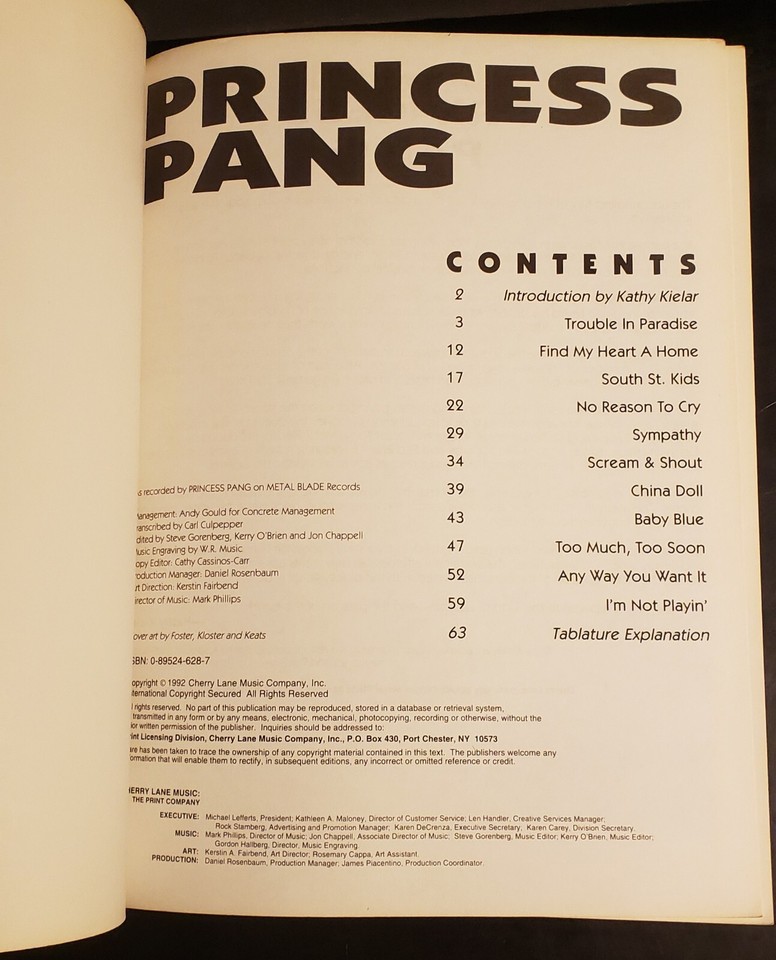 Princess Pang GUITAR TAB Book TABLATURE SELF - TITLED GUITAR SONGBOOK ...