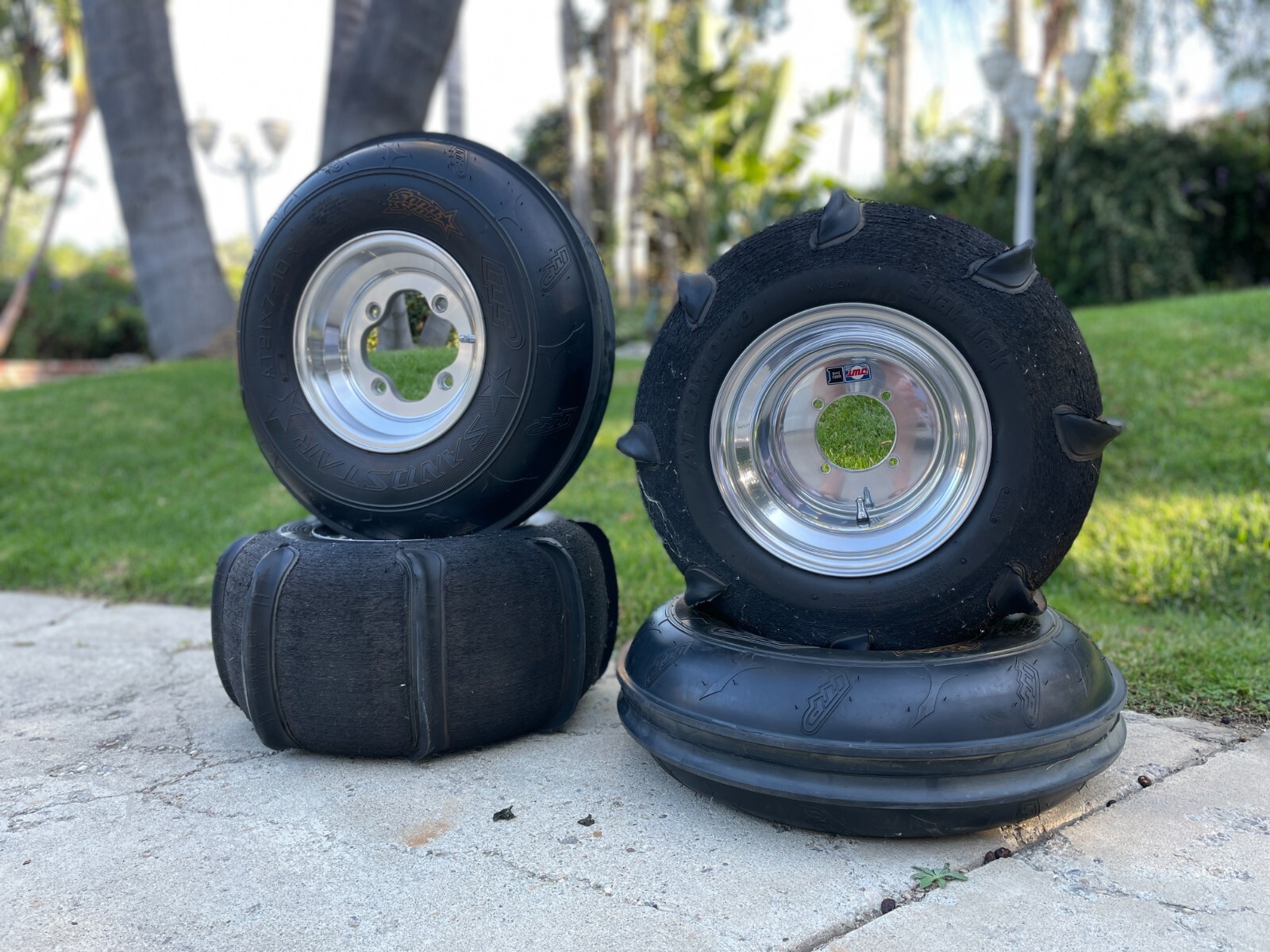 Skat Trak Hauler 8 Paddle Dune Sand Tires DWT Rims Honda TRX 450R 400EX ...