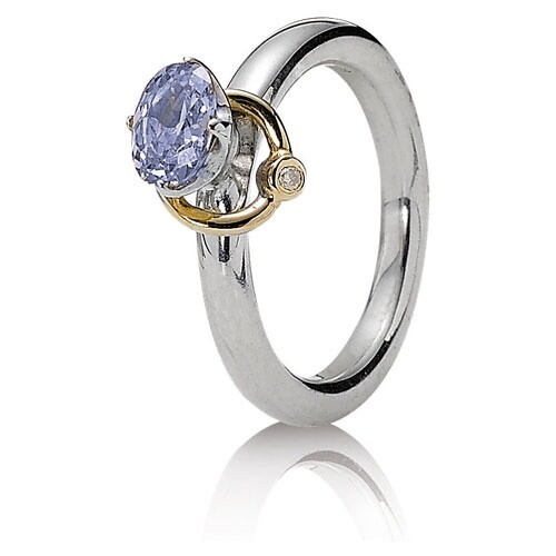 PANDORA 14K GOLD SS Orbit Stackable Ring with Lavender CZ 190833LCZ SZ 57 | eBay