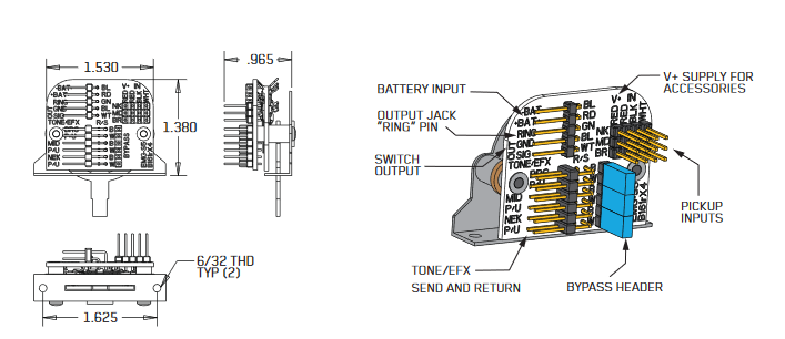 EMG 5 POS SWITCH FOR STRAT 5 WAY BLADE STYLE 5 POSITION SELECTOR FOR 3 ...