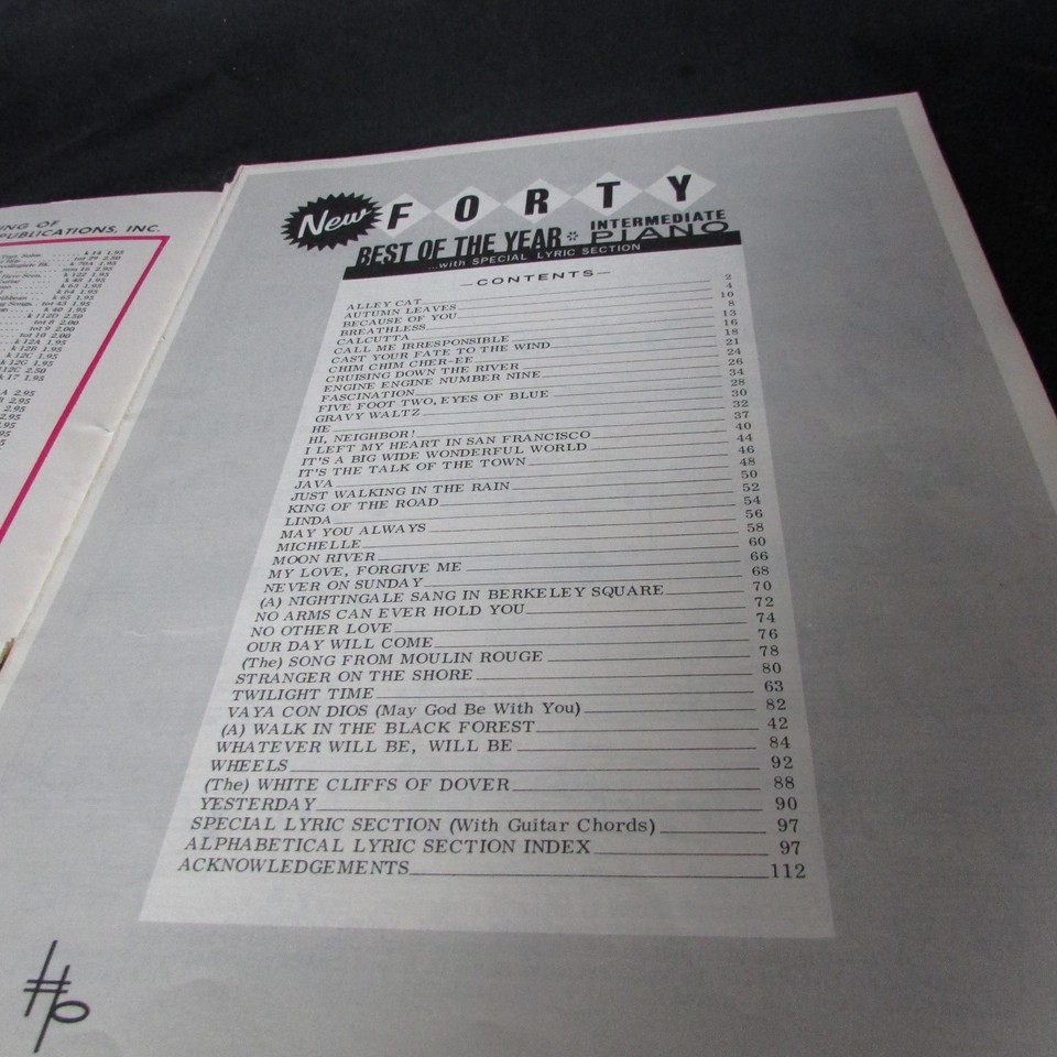 Forty One Best of the Year Vocal Intermediate Piano Special Lyric ...