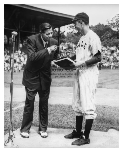 PRESIDENT GEORGE H.W. BUSH MEETS BABE RUTH NEW YORK YANKEES 1948 8X10 ...
