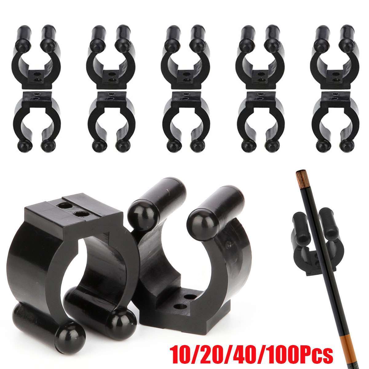 10/20/40/100 Wall Mounted Fishing Rod Storage Clips Clamps Holder Rack ...