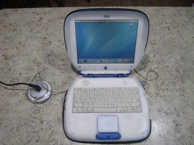Vintage Apple Clamshell iBook G3 M6411 466MHz 75GB HD 10.4.3 Blue 576 ...