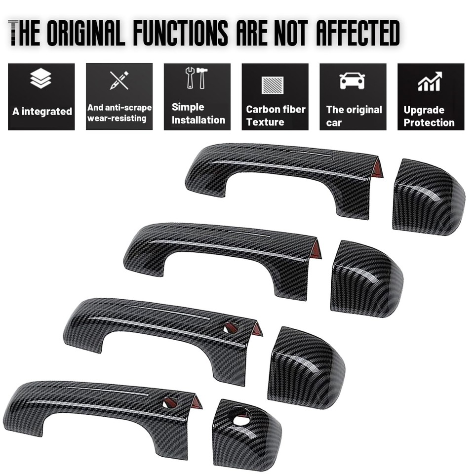 ABS Carbon Fiber Style Accessories Exterior Door Handle Cover Trim ...