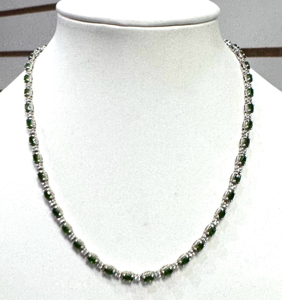 Chuck Clemency STS Sterling Silver 18" Tennis Necklace Dk. Green Chrome ...