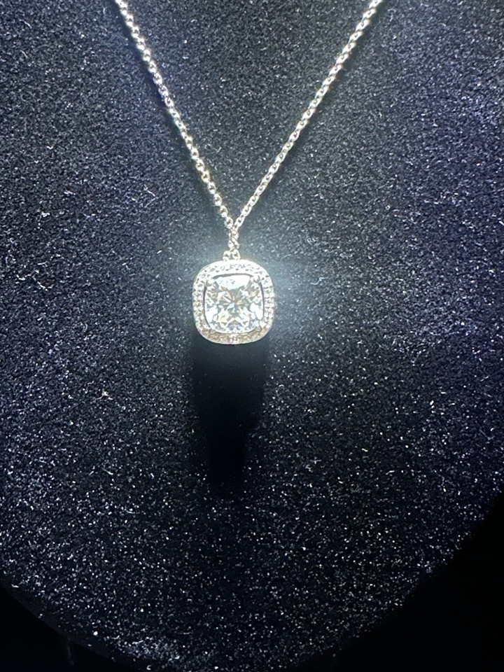 18 Inch .925 Sterling Silver Thin Rope With 2.15 CTW Moissanite Charm ...