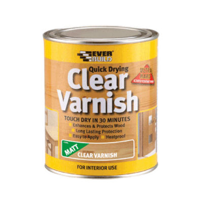 EVERBUILD QUICK DRYING VARNISH WOOD 2.5L QUICK DRY GLOSS/SATIN/MATT 2.5 ...