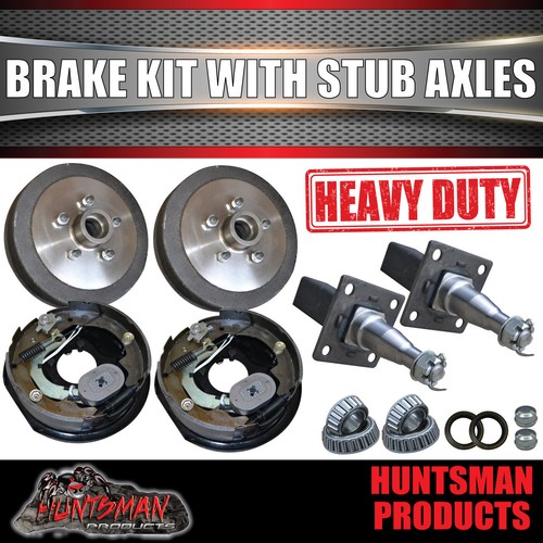 10" TRAILER ELECTRIC BRAKE KIT + 40MM STUB AXLES WITH MOUNTS CARAVAN ...