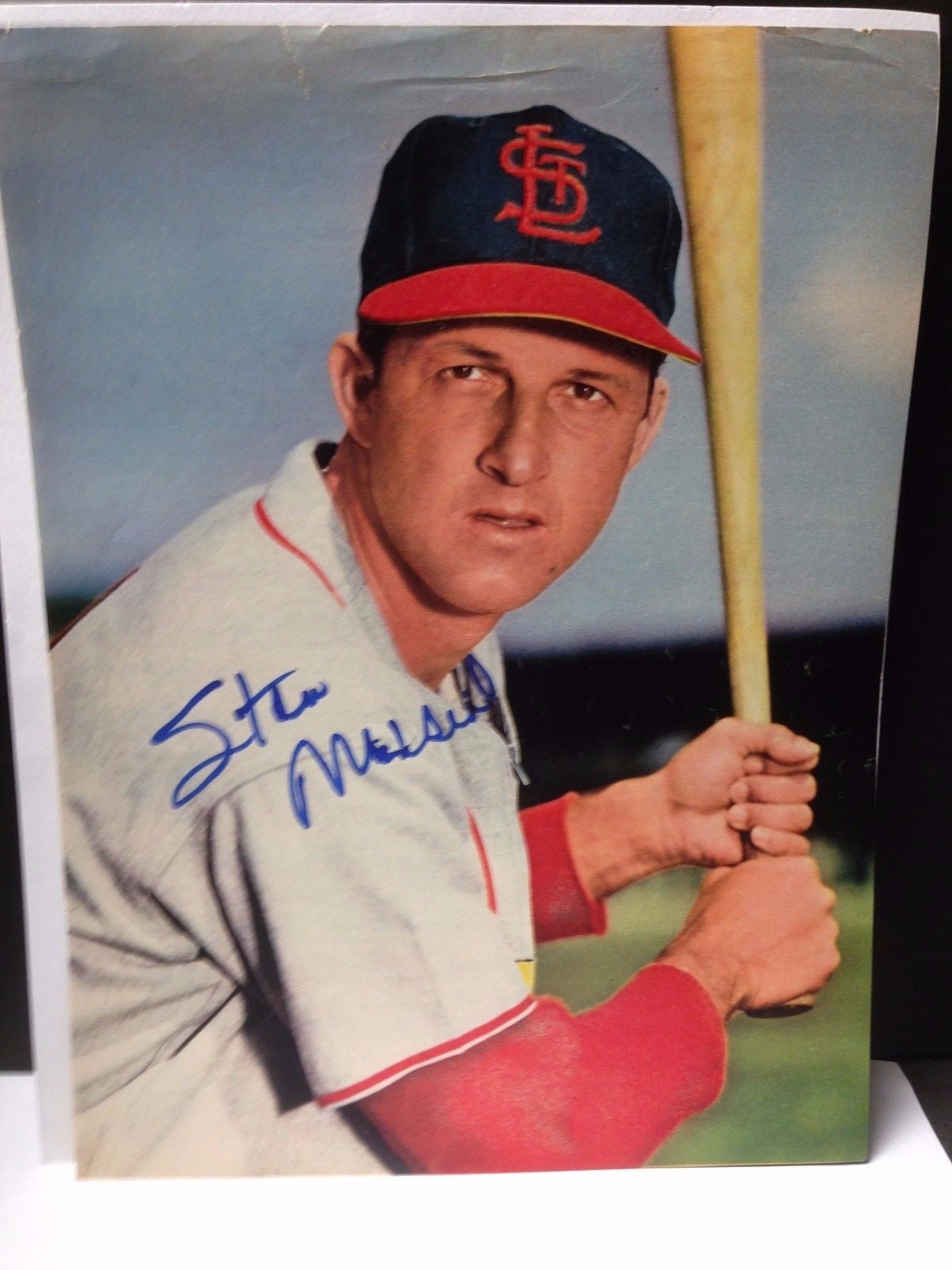 STAN MUSIAL BEAUTIFUL COLOR MAGAZINE PHOTO 8X10 1/2 Autographed in BLUE ...