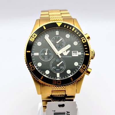 NEW GENUINE EMPORIO ARMANI MENS WATCH STAINLESS STEEL YELLOW GOLD ...