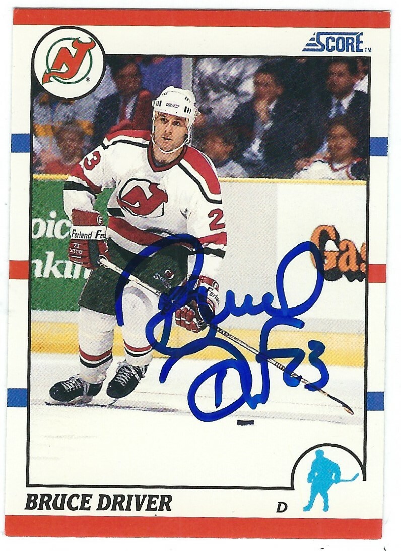 Signed Bruce Driver New Jersey Devils 90-91 Score Hockey Card #109 w ...