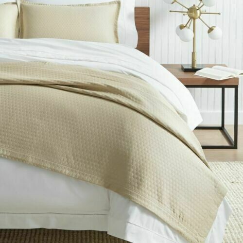 Matouk Pearl Full Queen Coverlet Almond Egyptian Cotton | eBay