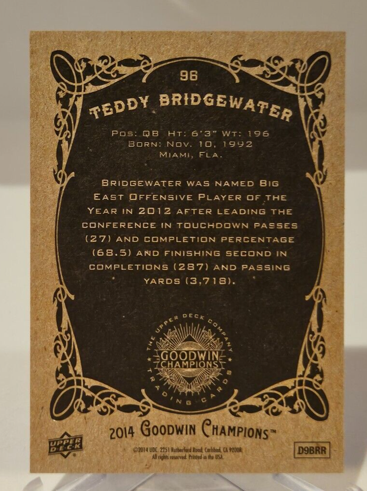 2014 Goodwin Champions TEDDY BRIDGEWATER #96 ROOKIE | eBay